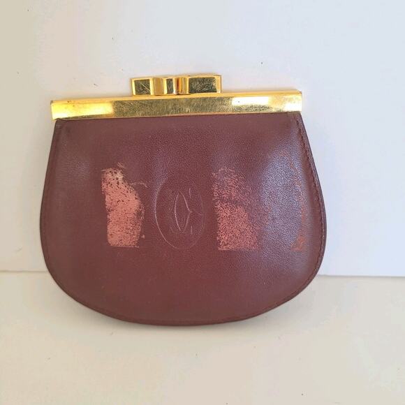 Cartier | Bags | Cartier Vintage Coin Holder Wallet Bordeaux Leather ...